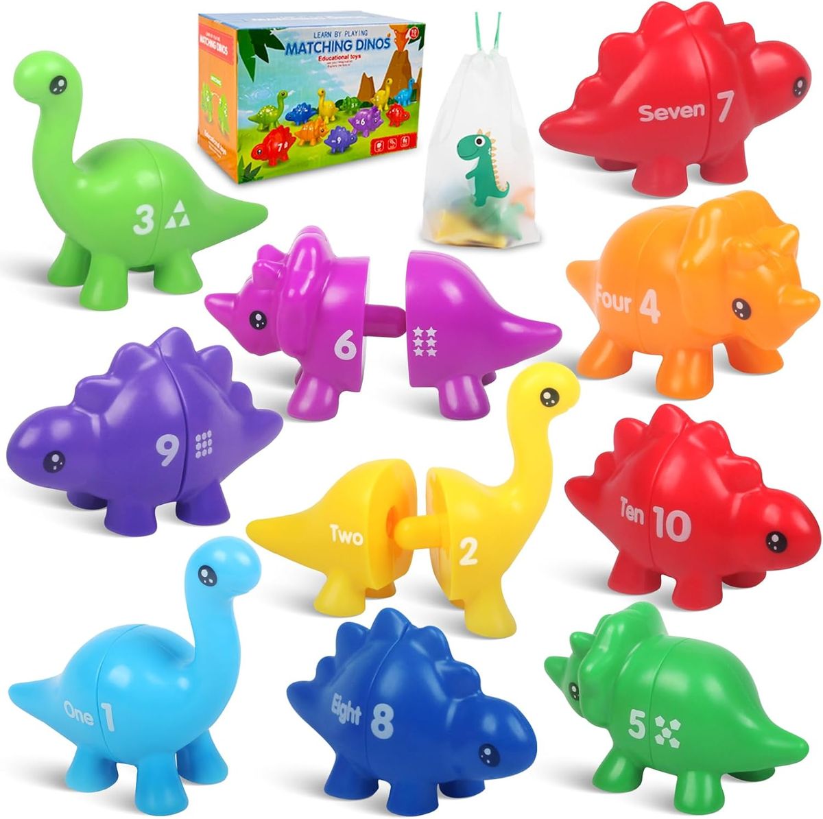 Montessori Dinosaur Number Matching Game With Storage Bag | Shop Today ...