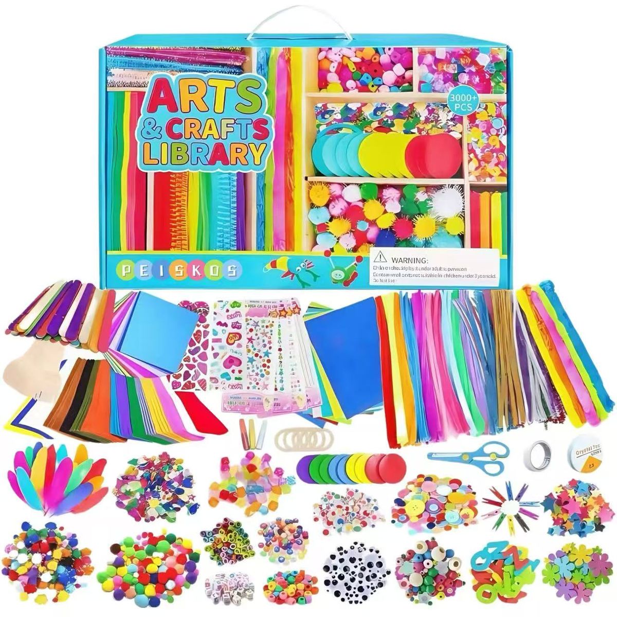 PEISKOS 3000+ DIY Arts and Crafts Kit Deluxe Craft Supplies Box for ...