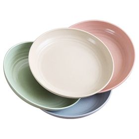 4 Pieces Dinner Plates Set Wheat Straw Plates Salad Plates Dessert ...