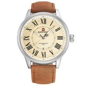 Naviforce Men's Contemporary Roman Quartz Analogue Leather Wrist Watch ...
