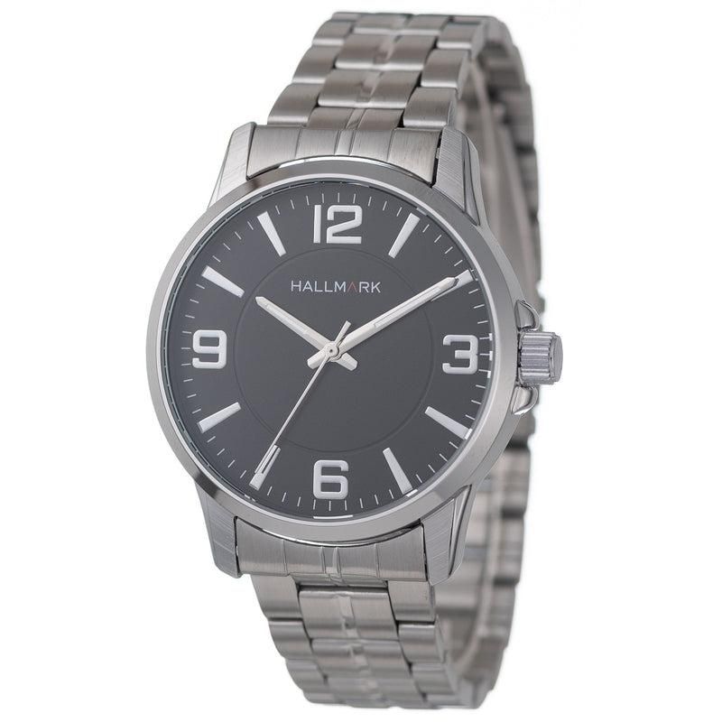 Hallmark Gents Silver Bracelet Black Dial Watch - 41.1mm | Shop Today ...