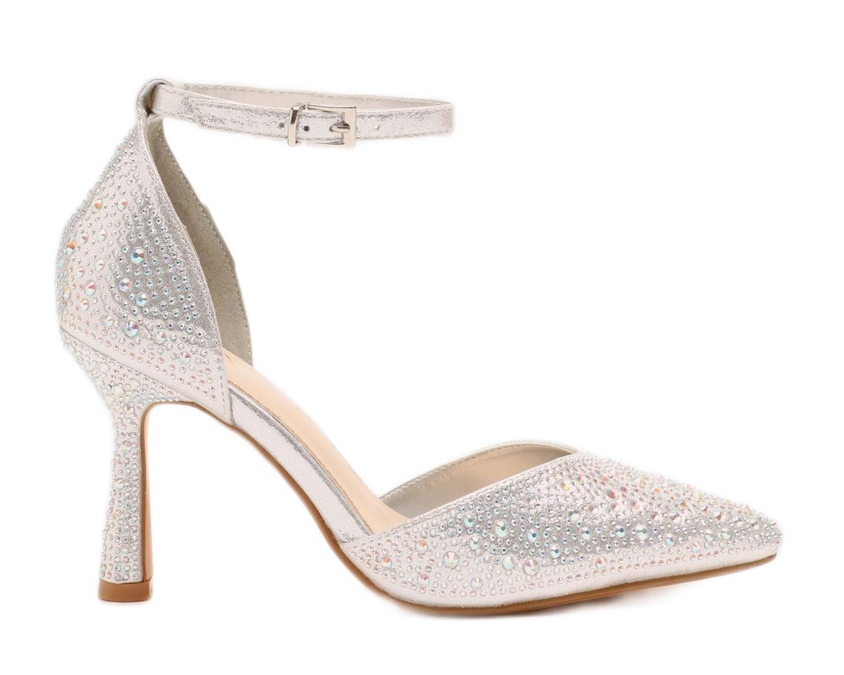 Quiz Ladies - Silver Iridescent Diamante Court Heels | Shop Today. Get ...