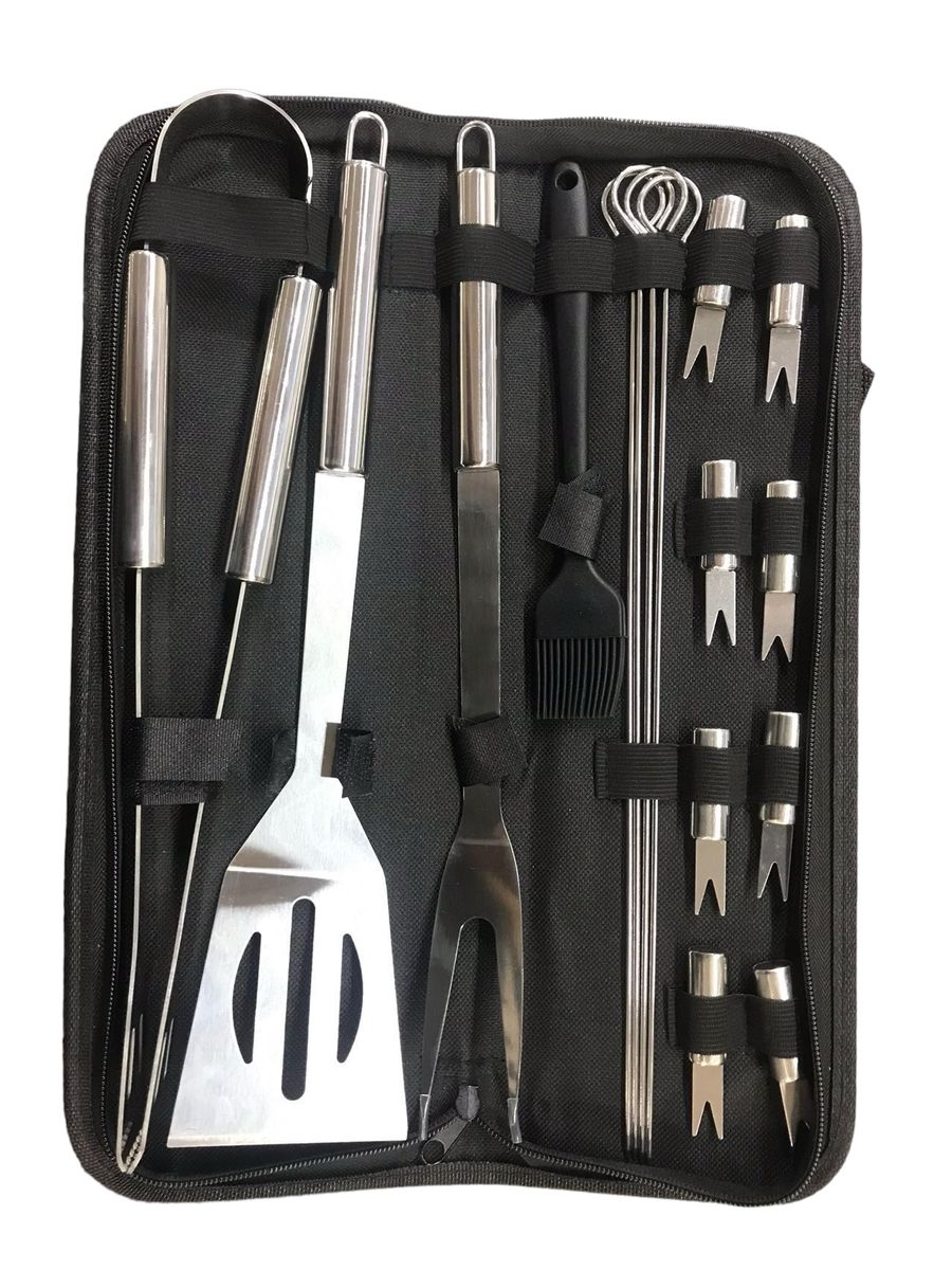 LMA Stainless Steel 16Piece Braai Utensil Set in Carry & Basting ...