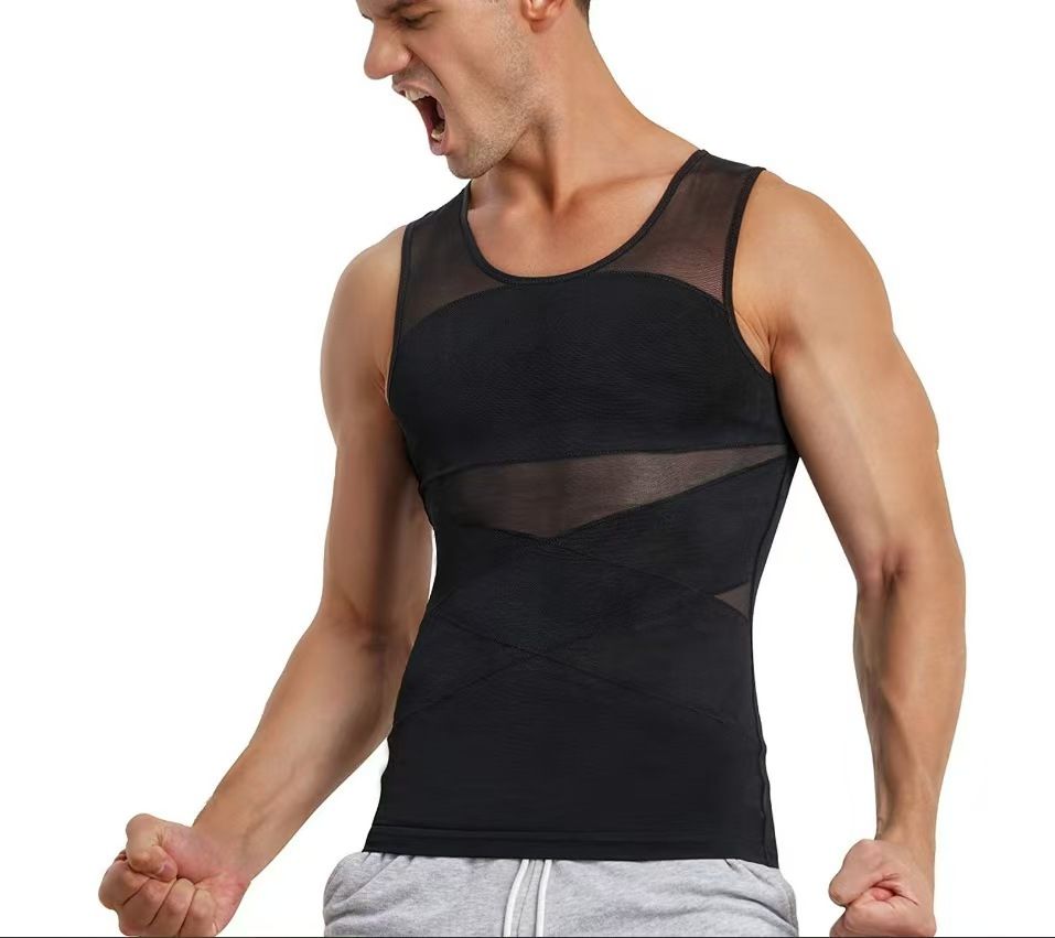 Men's chest compression vest body shaping corset men's body shaper ...