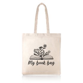 My Book Bag Wildflower Library Book Cotton Shopper Tote Bag | Shop ...