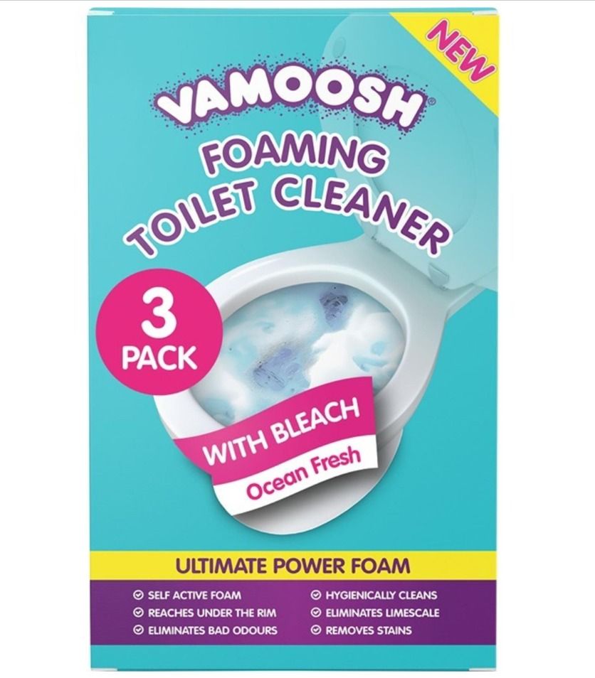 Vamoosh - Foaming Toilet Cleaner - 3 Sachets with Bleach For Stains ...
