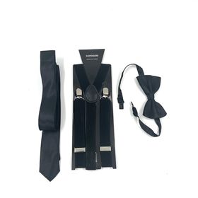 3 Pieces Men Black Bowtie Tie Suspender And Plain Satin Tie | Shop Today. Get it Tomorrow ...