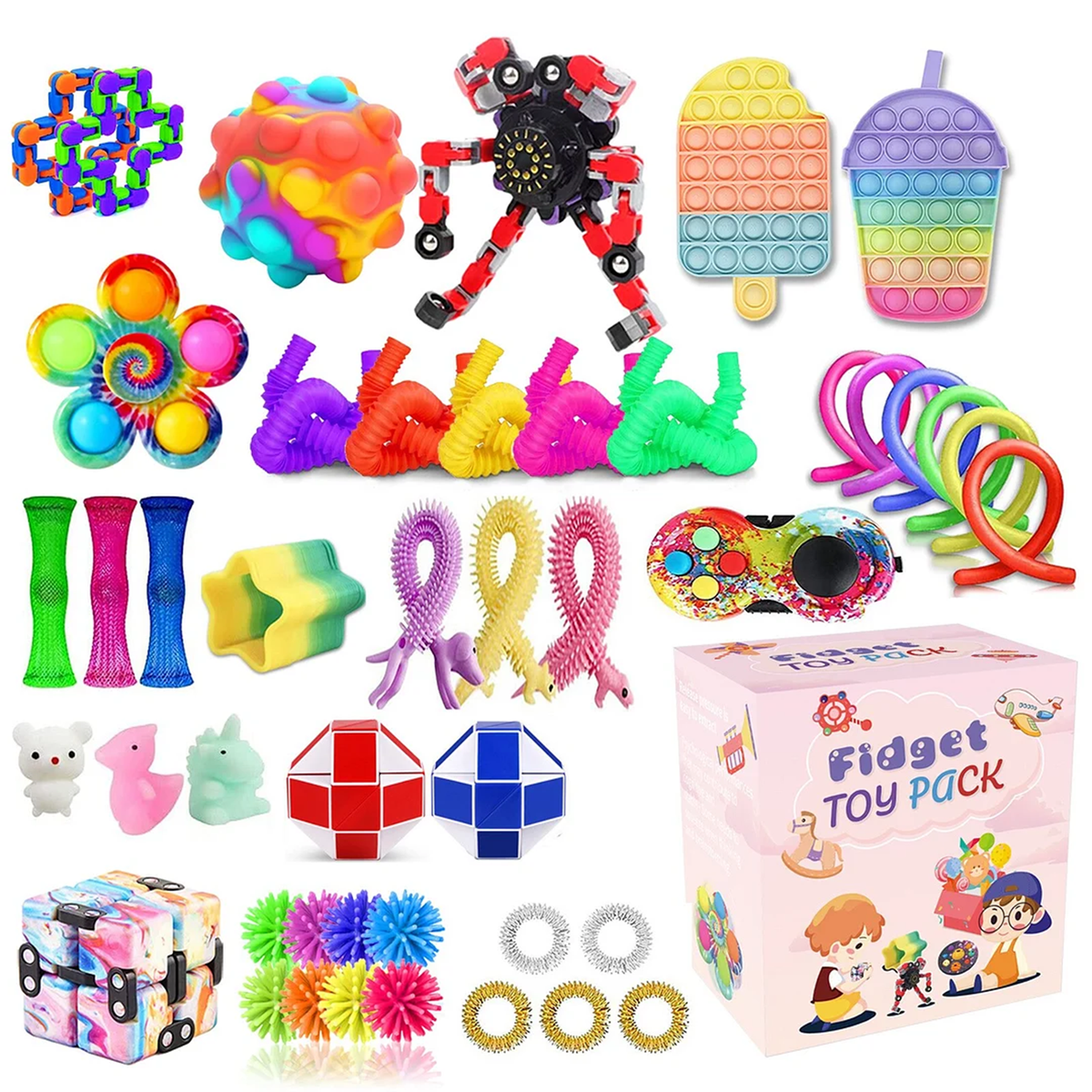 45 Pcs Fidget Toys Set Stress Anxiety Relief Squishy Fidget Colorful ...