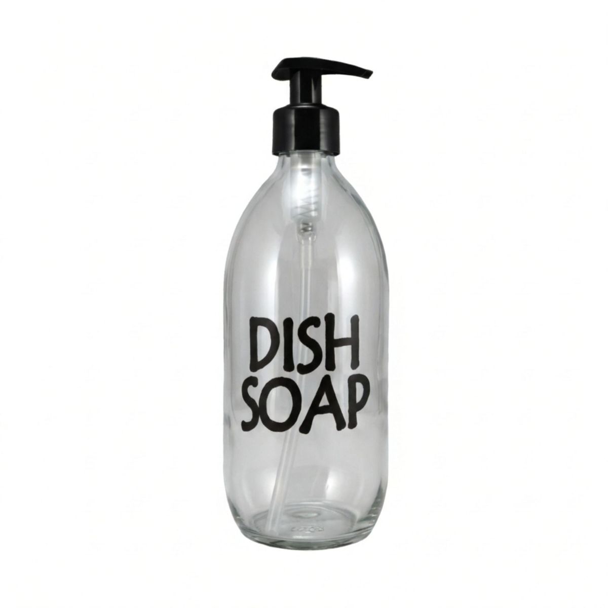 500ml Clear Glass Dish Soap Dispenser - Refillable - Cut out Label ...