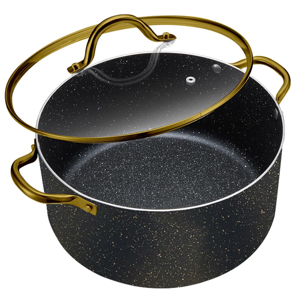 28cm Large- Non Stick Aluminum Induction Stock Pot with Lid, All Stove ...