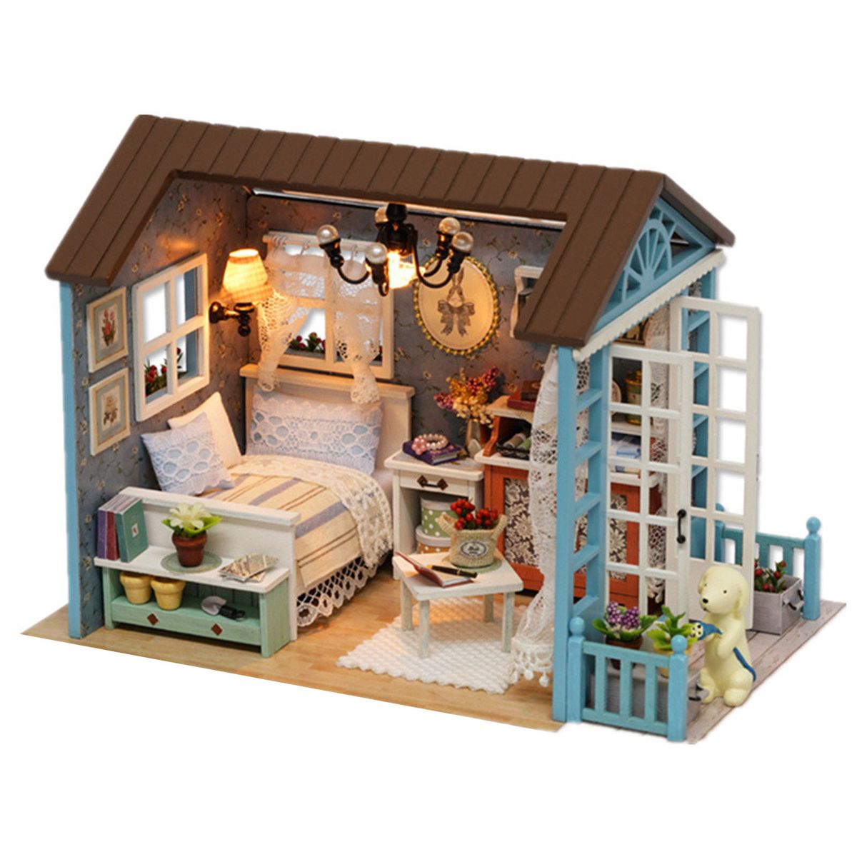 DIY Miniature Dollhouse Kit 3D Magical Hut Wooden Toy with Dust Cover ...