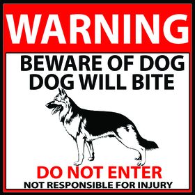 Warning Beware of Dog, Dog will Bite Do Not Enter Sign 29x29cm | Shop ...