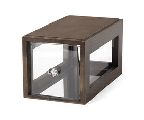 Get-Melamine Square Stackable Wood Bread Box w/ Acrylic Drawer, 15cm ...