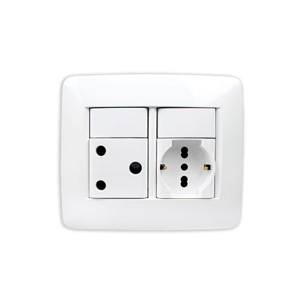 Gewiss - Complete 4×4 Switched Schuko Plug and Switched RSA 3-Pin Plug ...