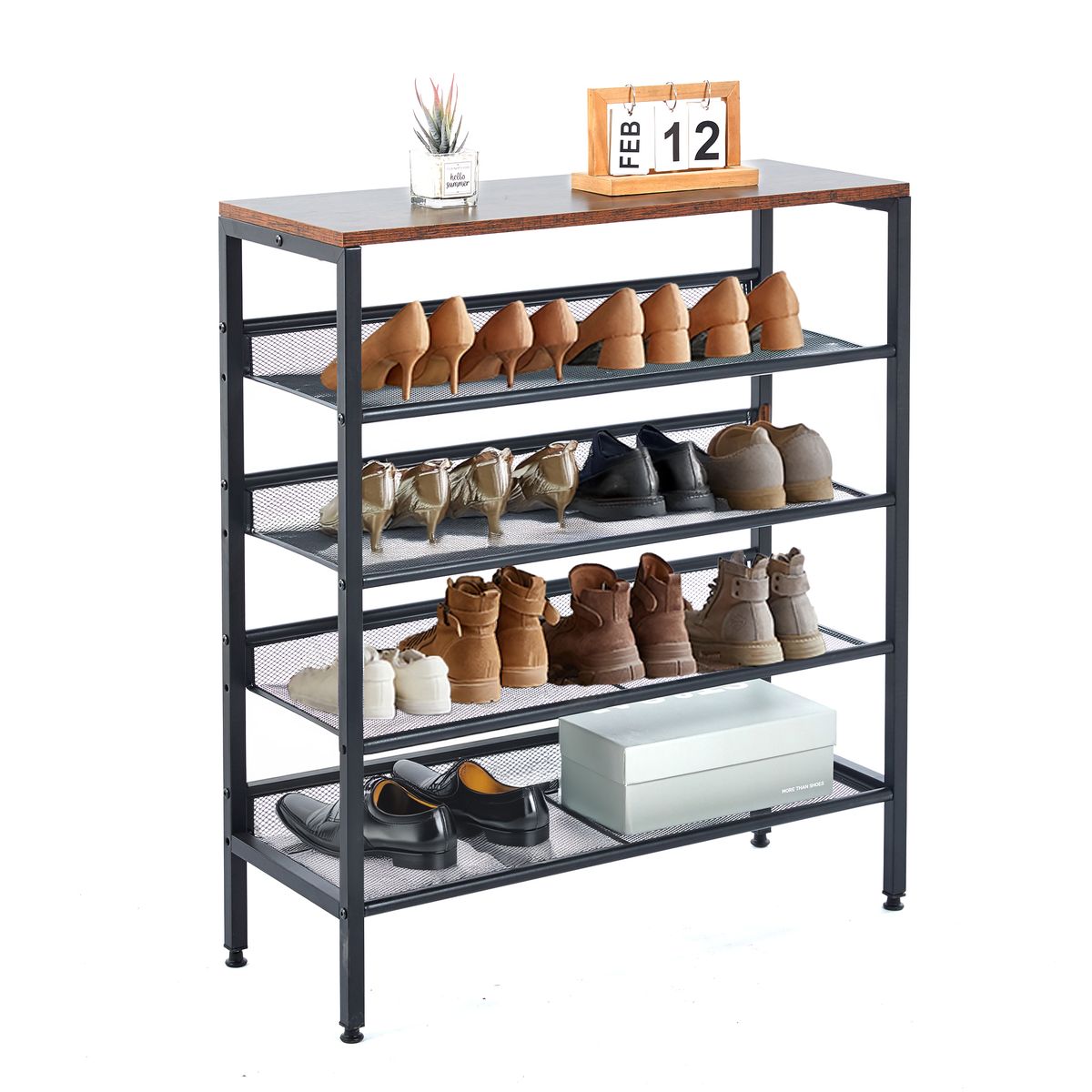 5-Tier Shoe Rack Adjustable Metal Shelves Storage Organizer Unit | Shop ...