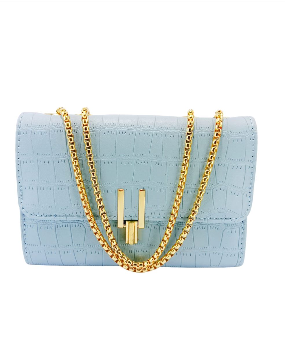 Small Crocodile Embossed Gold Chain Flap Bag | Shop Today. Get it ...