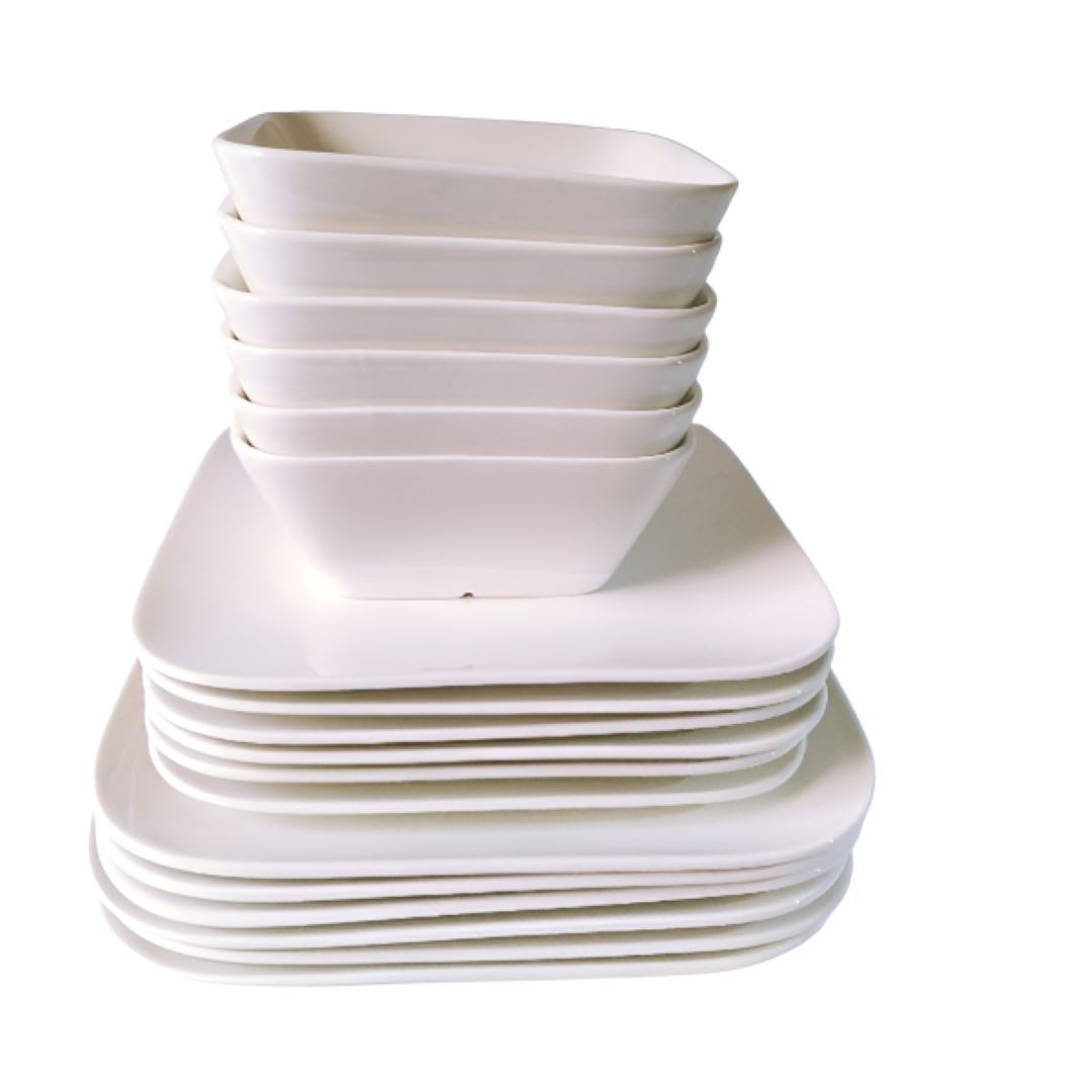 18 Pieces Curved Edge Square Ceramic Dinner Set | Shop Today. Get it ...