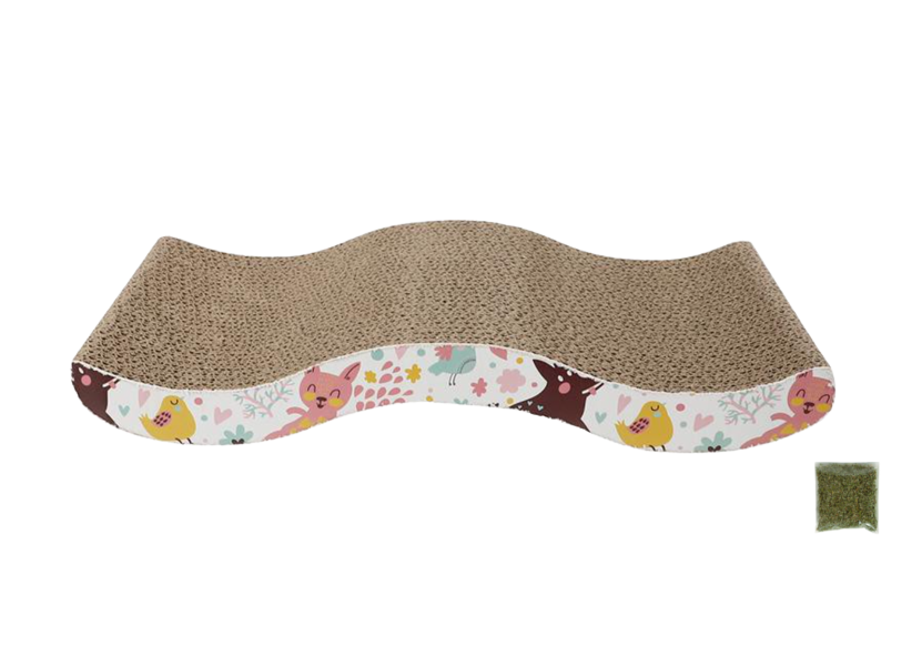 Cat Scratcher - Wave Shaped Cardboard Scratching Pad for Cats & Catnip ...