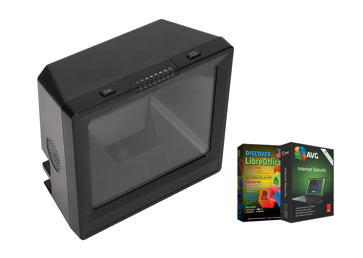 Desktop Barcode Scanner with LED Red Light and Wide Angle Window-QR,1D ...