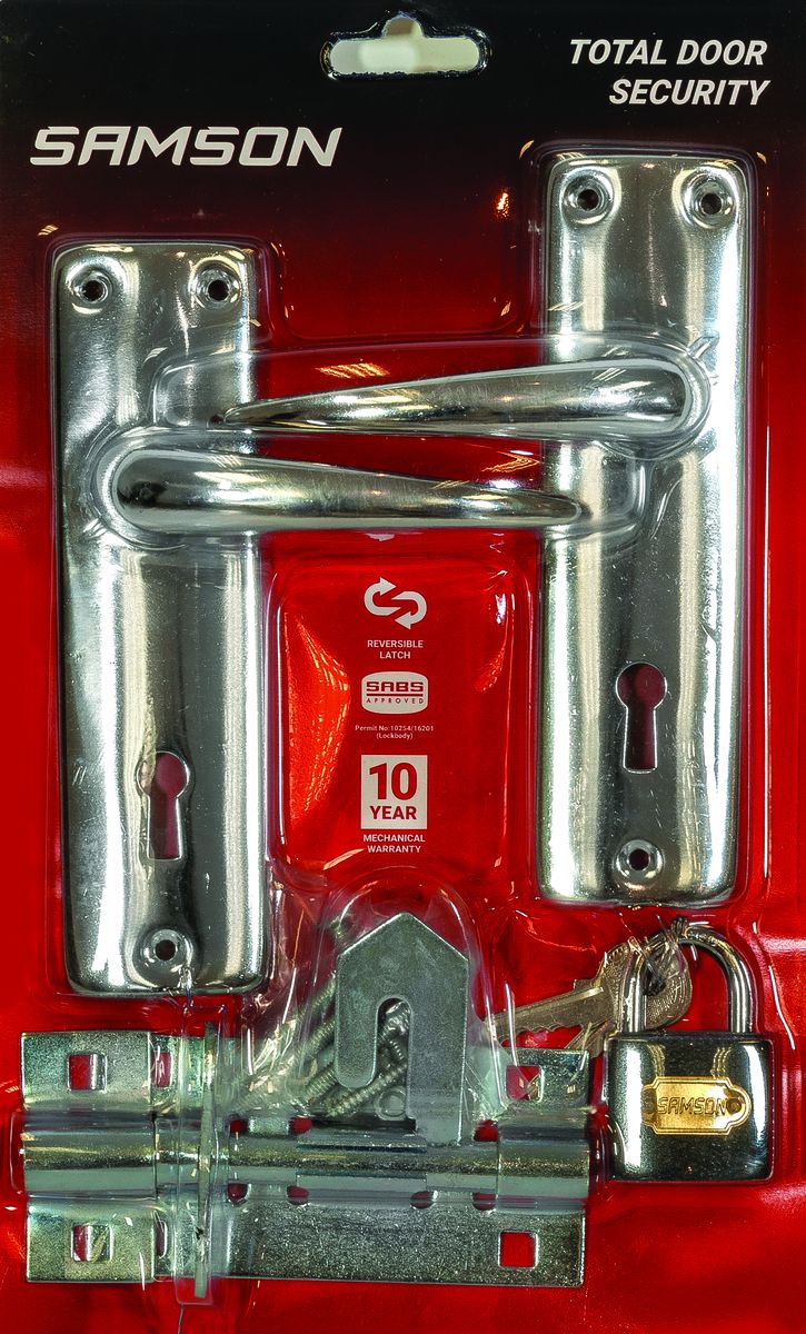 2 Lever Door Lockset and 100mm Zinc Plated Padbolt with 32mm Iron ...