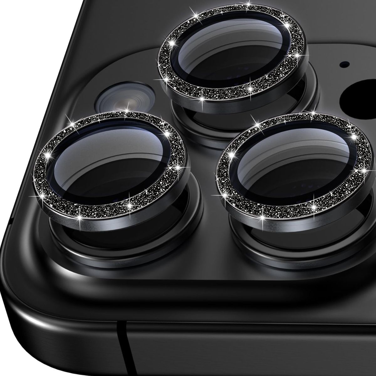 Sparkly Black Camera Lens Protectors Compatible with iPhone 17 Pro/Pro ...