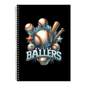 Ballers A4 Notebook Spiral Lined Baseball Graphic Softball Notepad Gift ...