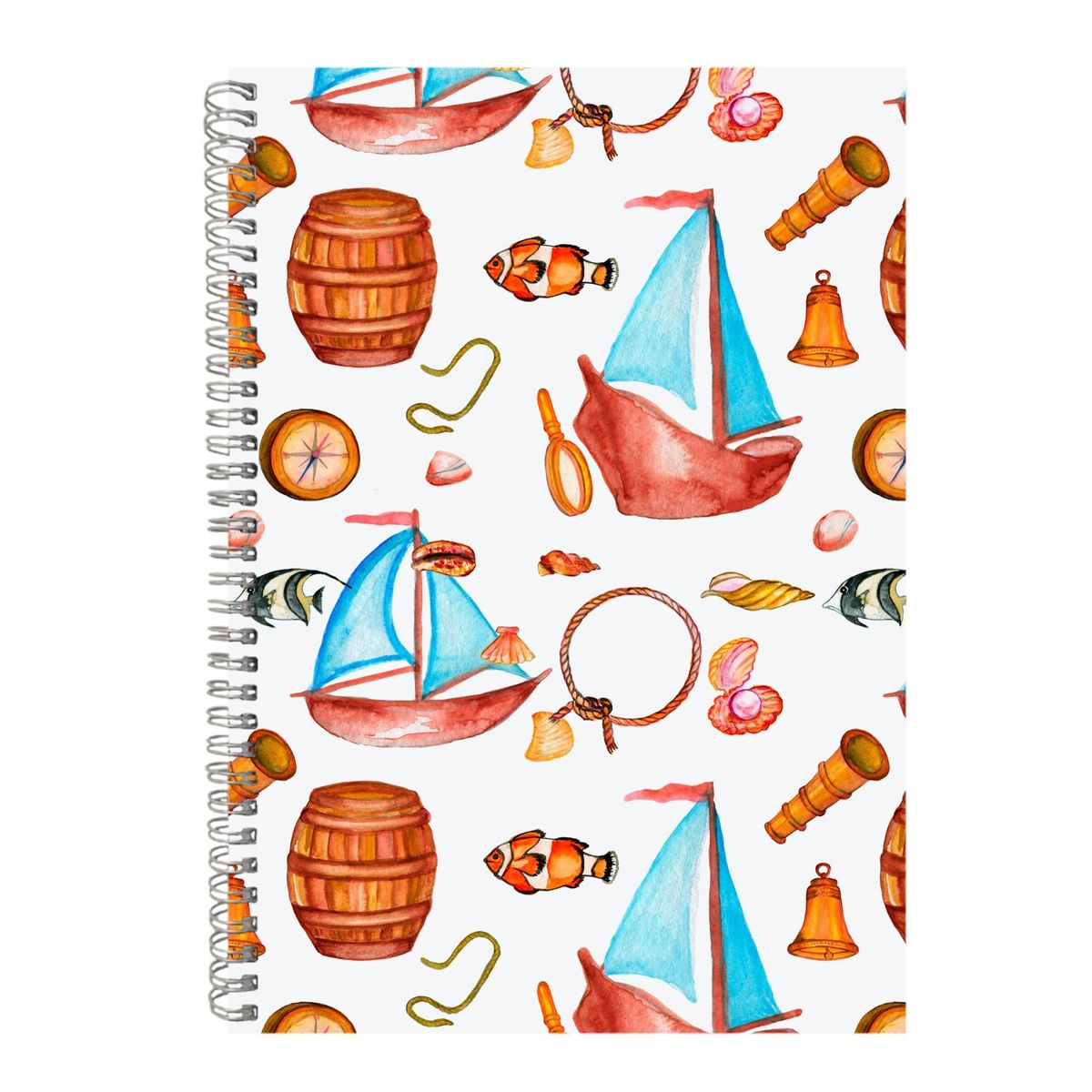 Barrel A4 Notebook Spiral and Lined Sea Lovers Graphic Notepad Present ...