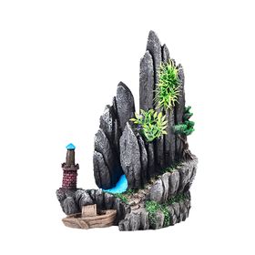 Pet Aquarium Fish Tank Light House Rockery Landscape Resin Decoration ...