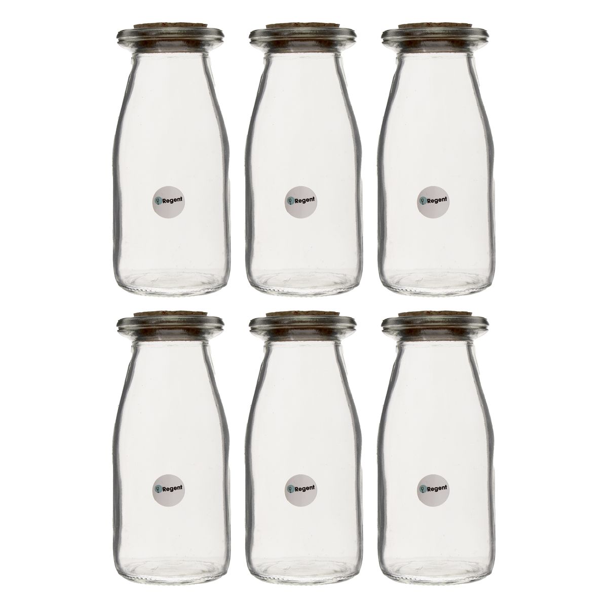 Regent 190ml Round Glass Bottles With Cork Lids 6 Pack | Shop Today ...