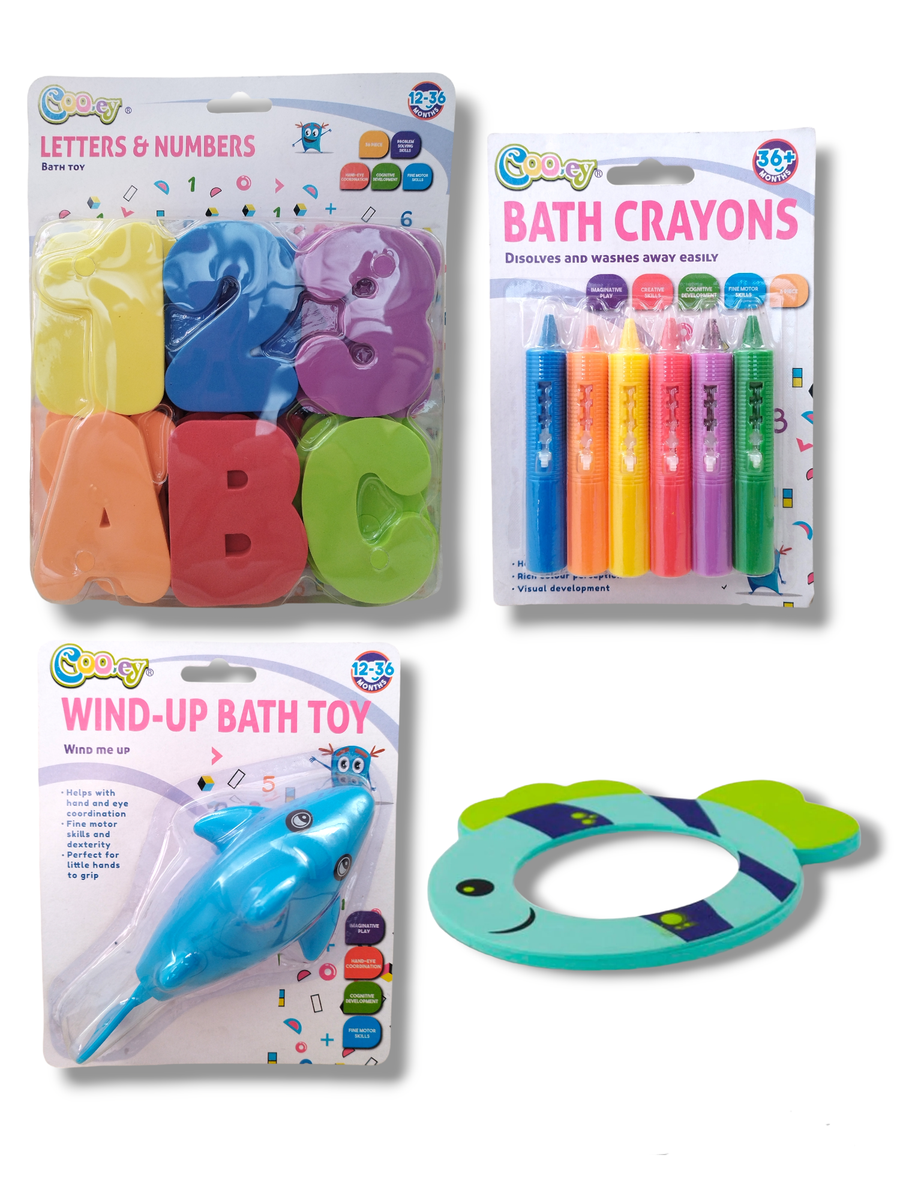 Cooey Baby Bath Time Crayons, Letters, Mirror & Wind-up Shark | Shop ...