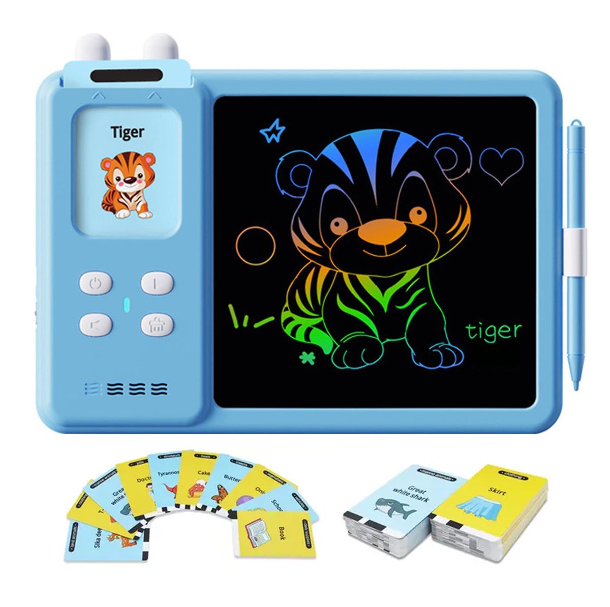 2 in 1 Talking Flash Cards with LCD Writing Tablet for Toddlers 3 ...