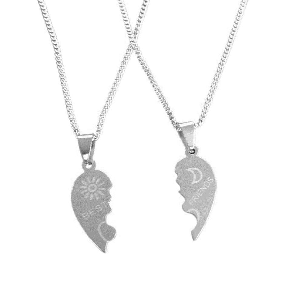 Stainless Steel Gift Best Friends Two Half Hearts Interlocking On 2 ...