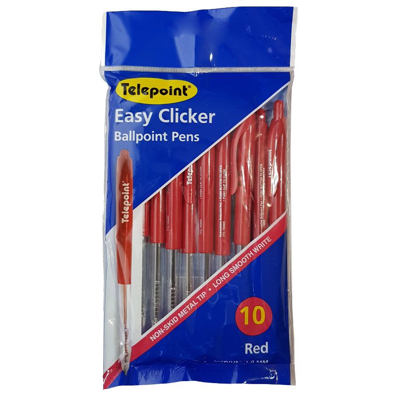 Easy Clicker Ball Point Pens - Red Pens Pack of 10 | Shop Today. Get it ...
