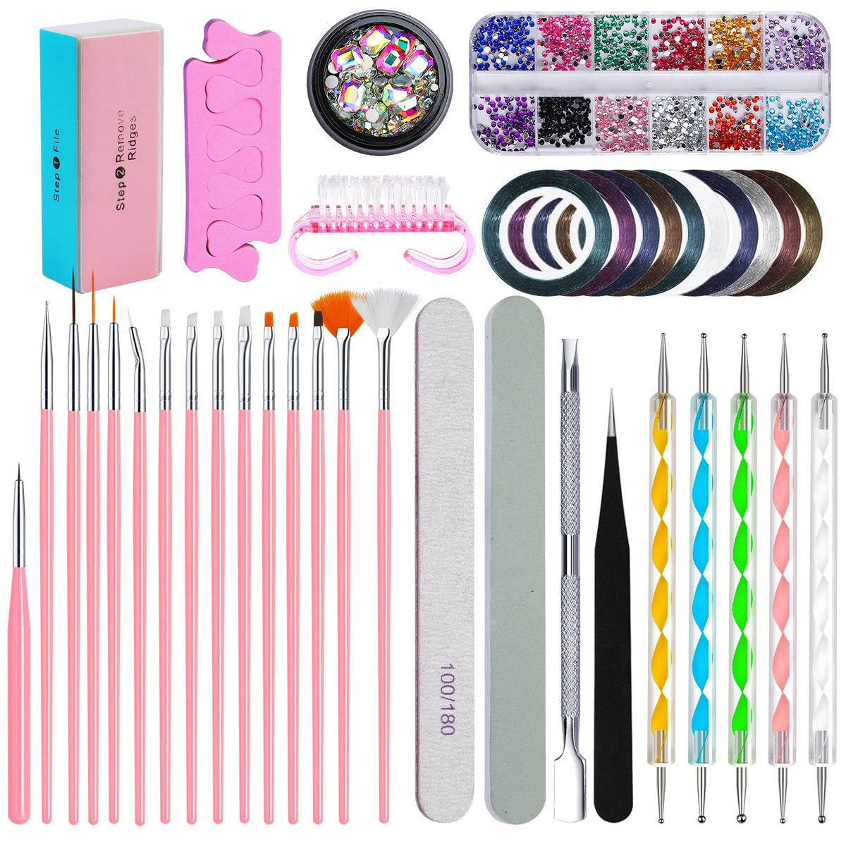 Nail Art Pen Brushes 3D Nail Art Paiting Polish Design Kit Tools Set of ...