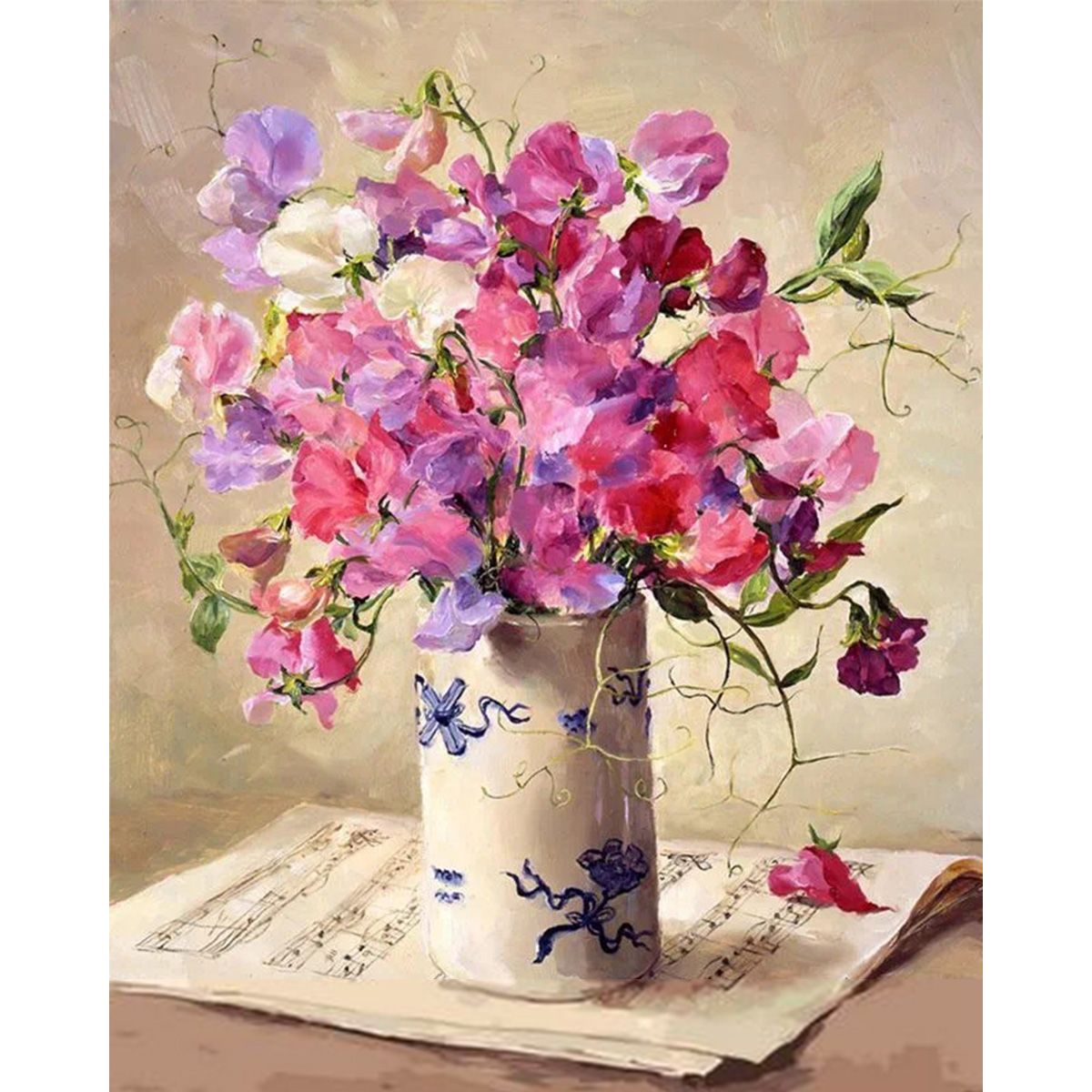 Artikon Paint By Numbers DIY - 40cmx50cm Framed Canvas - Pink Flowers ...