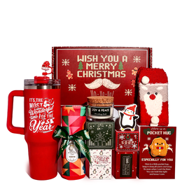 9 Piece Christmas Gift Set, Christmas Hamper, Xmas Basket With Tumbler ...