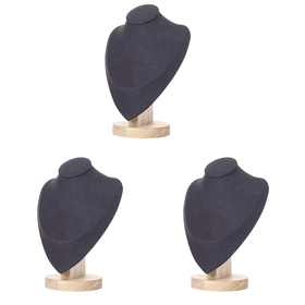Elegant Jewellery Black Velvet Display Bust with Wooden Base - 3 Pack ...