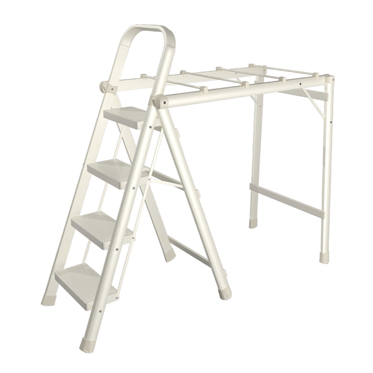 Carbon Steel 2-in-1 Folding 4-Step Ladder with Clothes Drying Rack ...