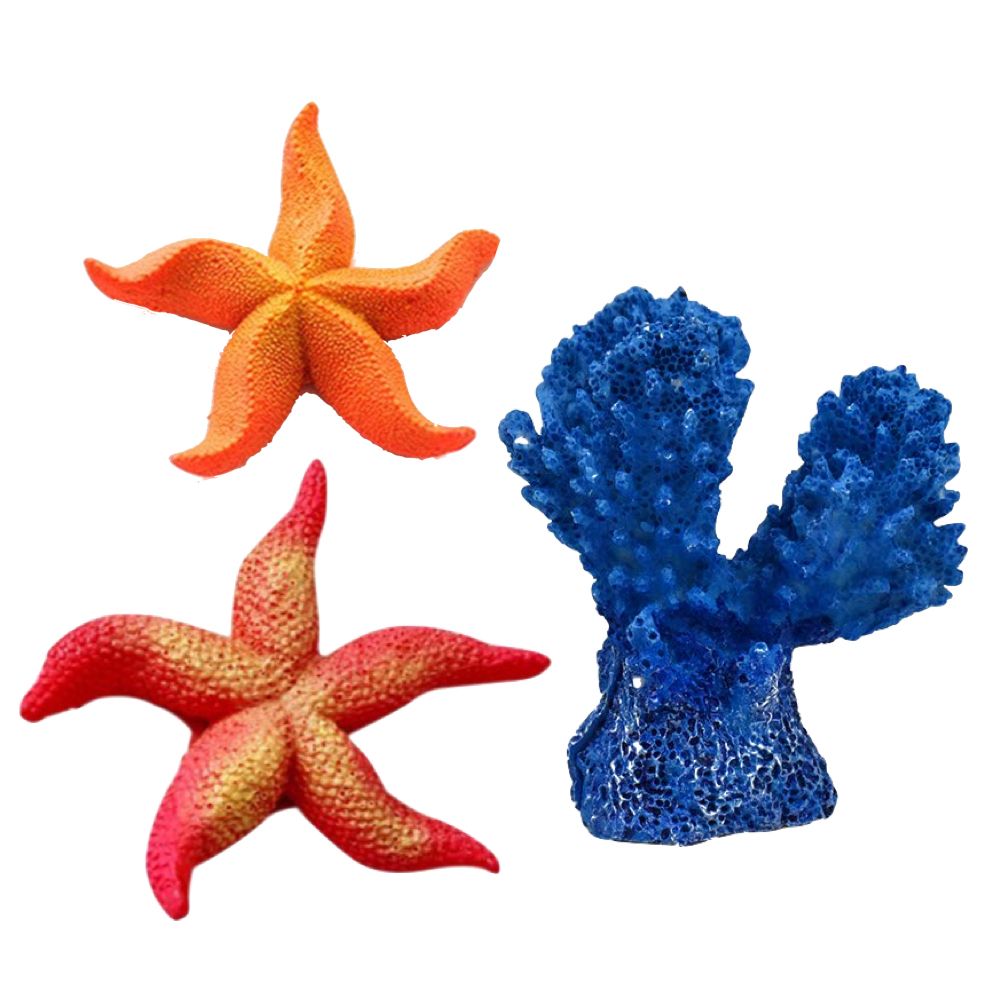 Pet Hobby Fish Aquarium Artificial Coral Decoration Orange Set of 3(6cm ...