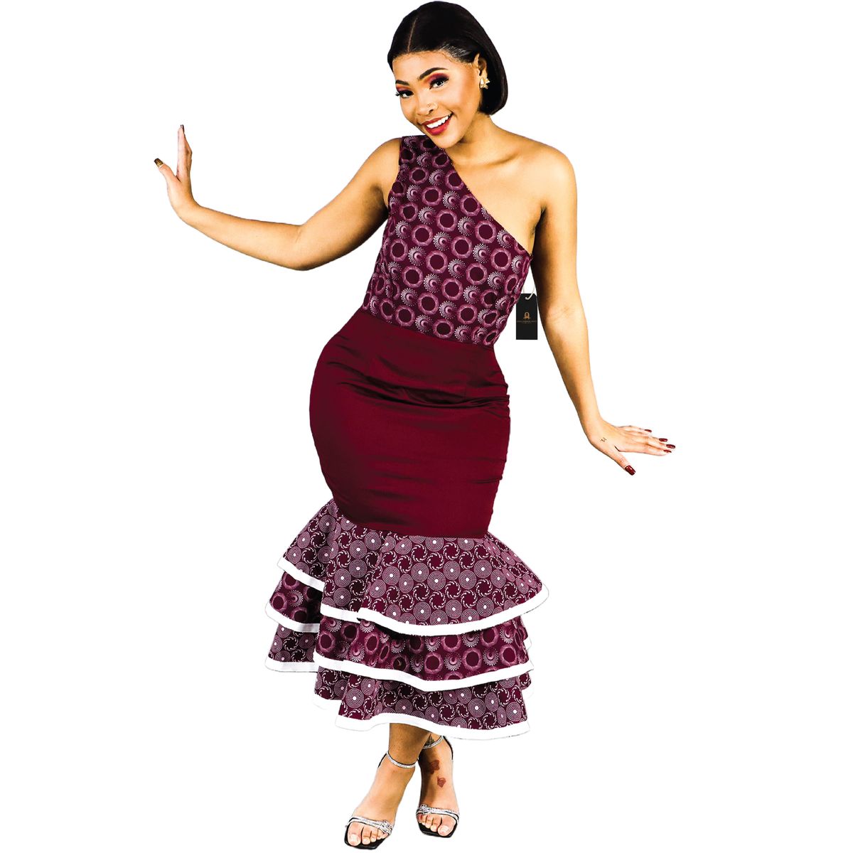 Africa Fashion House Anna-Mo Wom Maroon 3-Step Shwe Shwe Dress | Shop ...