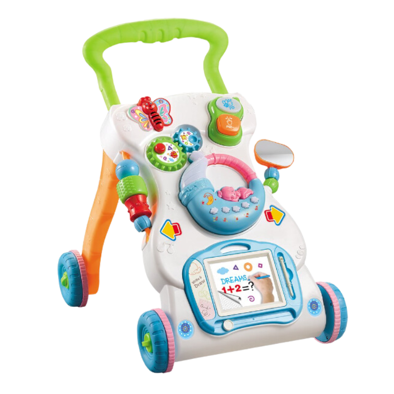 Toddler Trolley Sit-to-Stand ABS Musical Walker with Adjustable Height ...