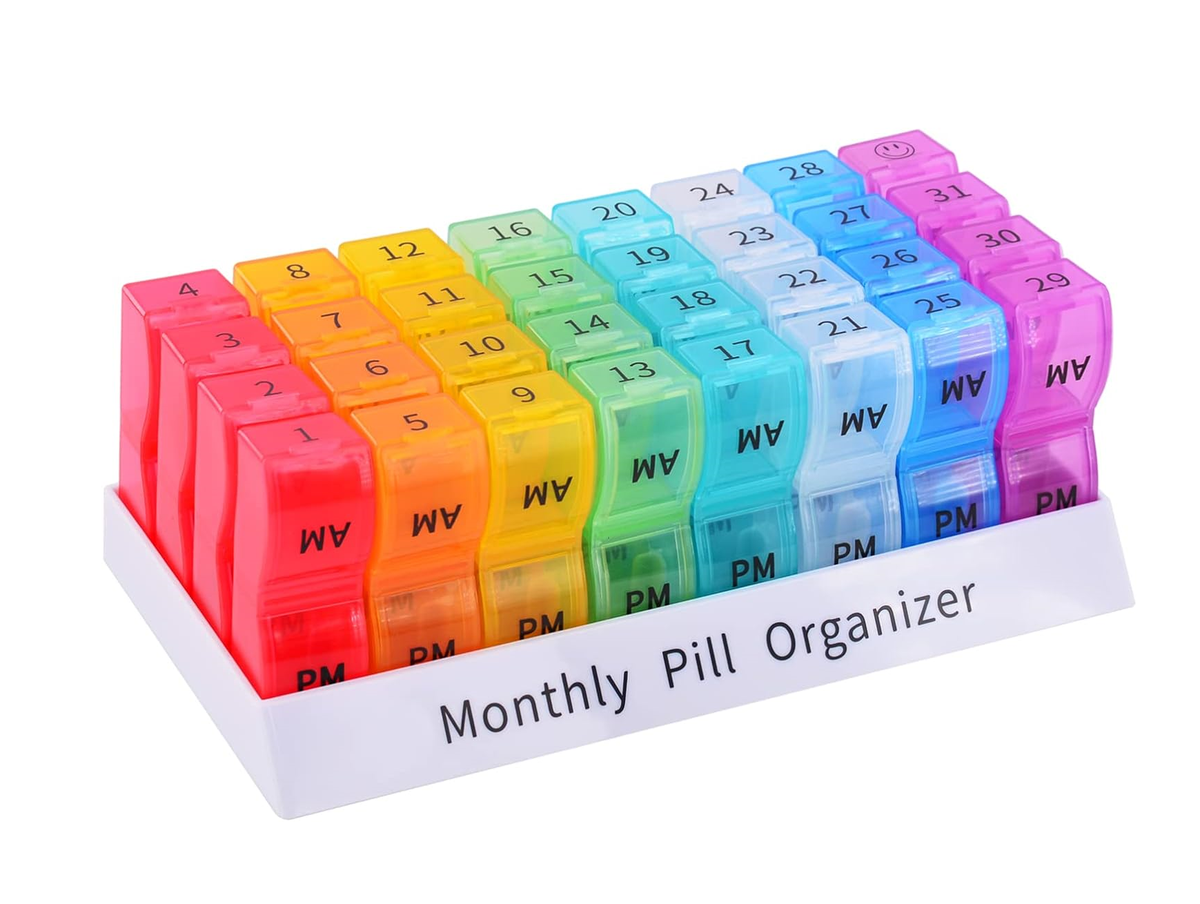 Monthly Pill Organizer 2 Times a Day 31 Days AM PM Pill Case Pill ...