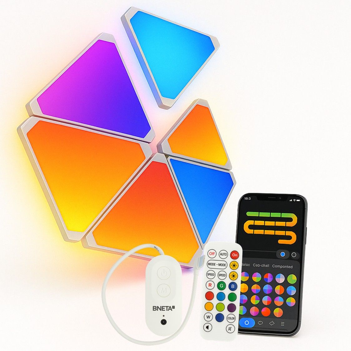 BNETA IoT ST68 Smart WiFi Triangle Light RGB Panels Music Sync Scene ...