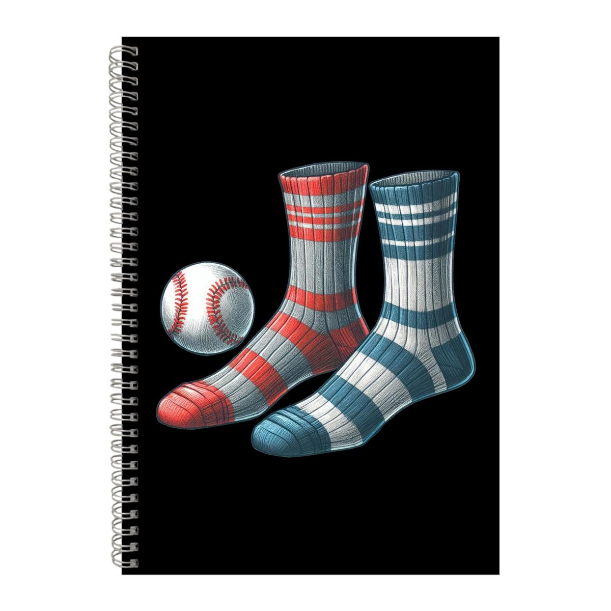 Socks A4 Notebook Spiral Lined Baseball Graphic Softball Notepad Gift ...