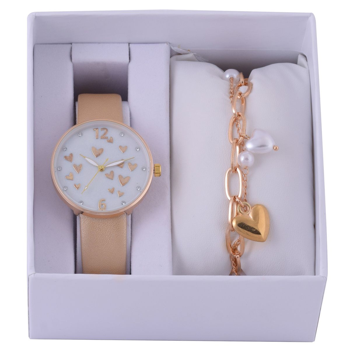 Digitime Emily Watch & Pearl Heart Bracelet Set | Shop Today. Get it ...