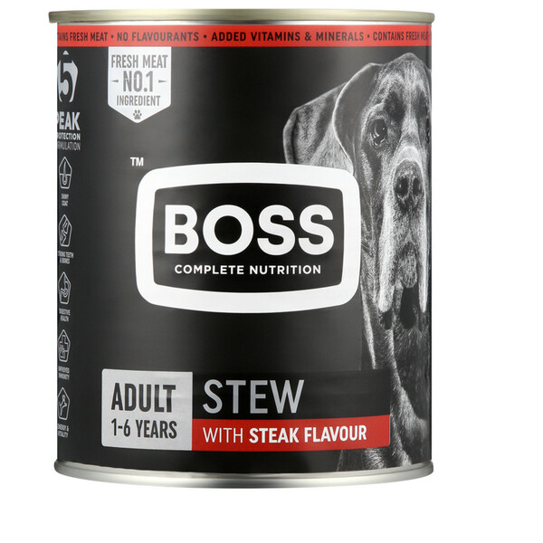 Boss Dog Food Wet Stew Steak Flavour Adult 1-6 Years ( 6 cans x 775g ...