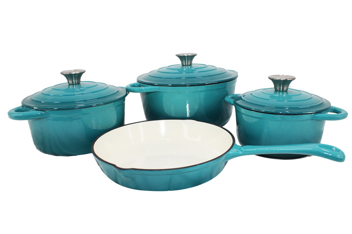 7pcs Turquoise Authentic Cast Iron Cookware Set | Shop Today. Get it ...