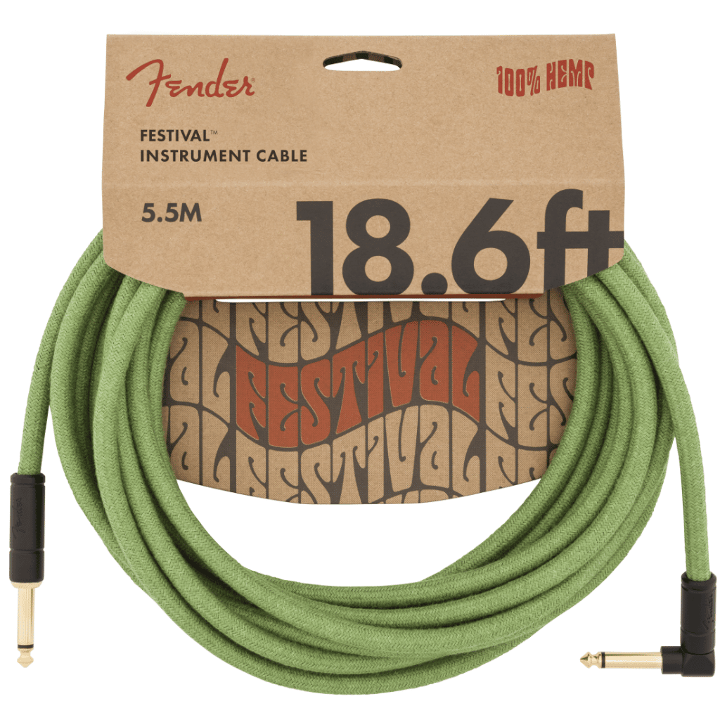 Fender Festival Series Hemp Instrument Cables - Pure Green - 18.6' (5 ...