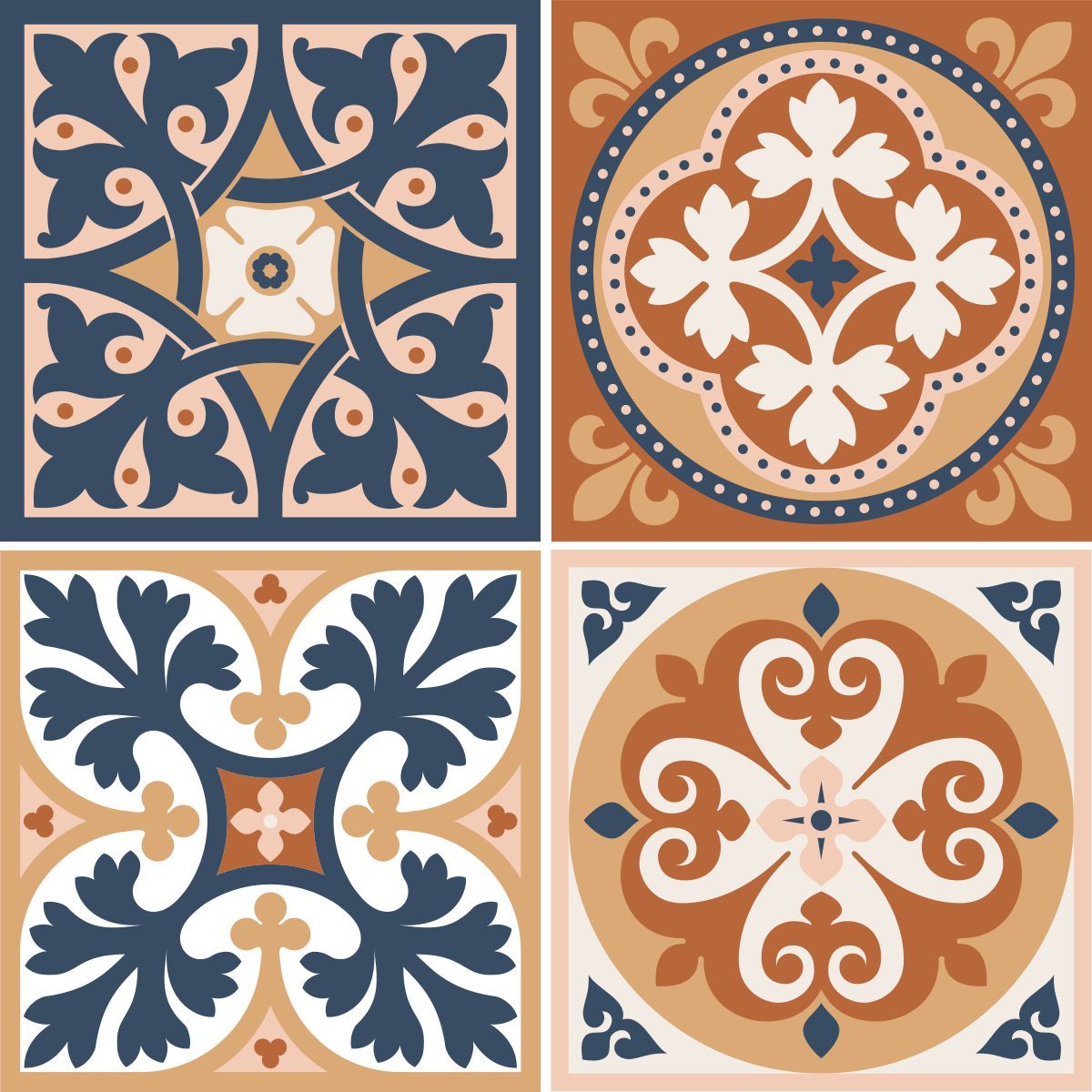 Navy and Orange Tile Wall Stickers | Shop Today. Get it Tomorrow ...