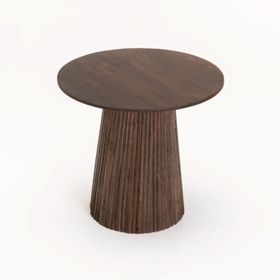 Curly Care - Agio 50cm Round Solid Wood Side Table - Dark Brown | Shop ...